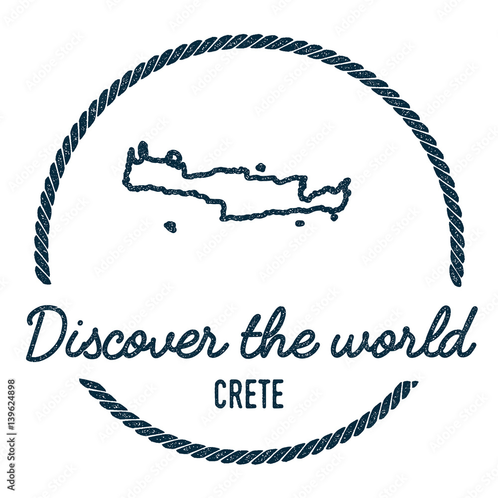 Crete Map Outline. Vintage Discover the World Rubber Stamp with Island ...