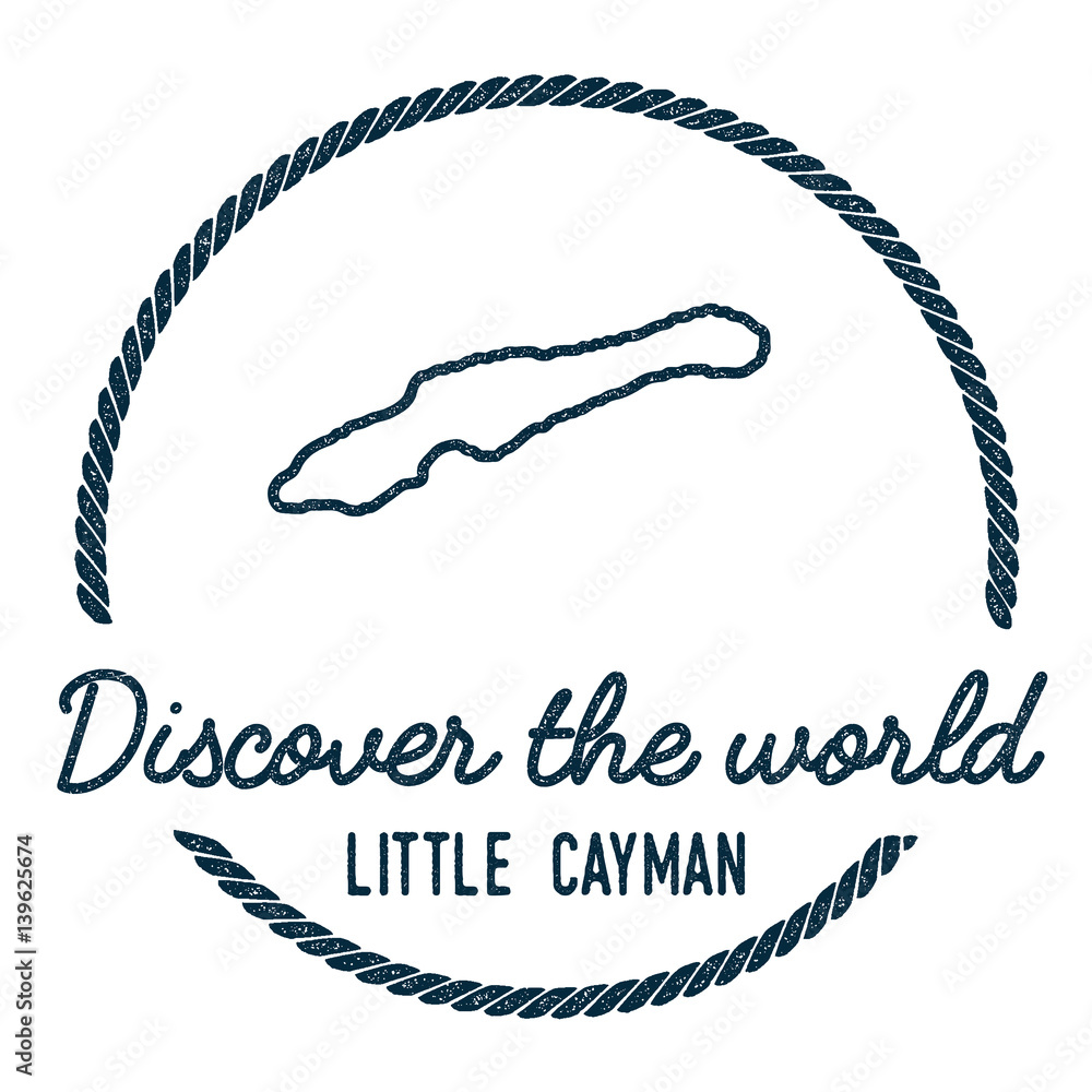 Little Cayman Map Outline. Vintage Discover the World Rubber Stamp with ...