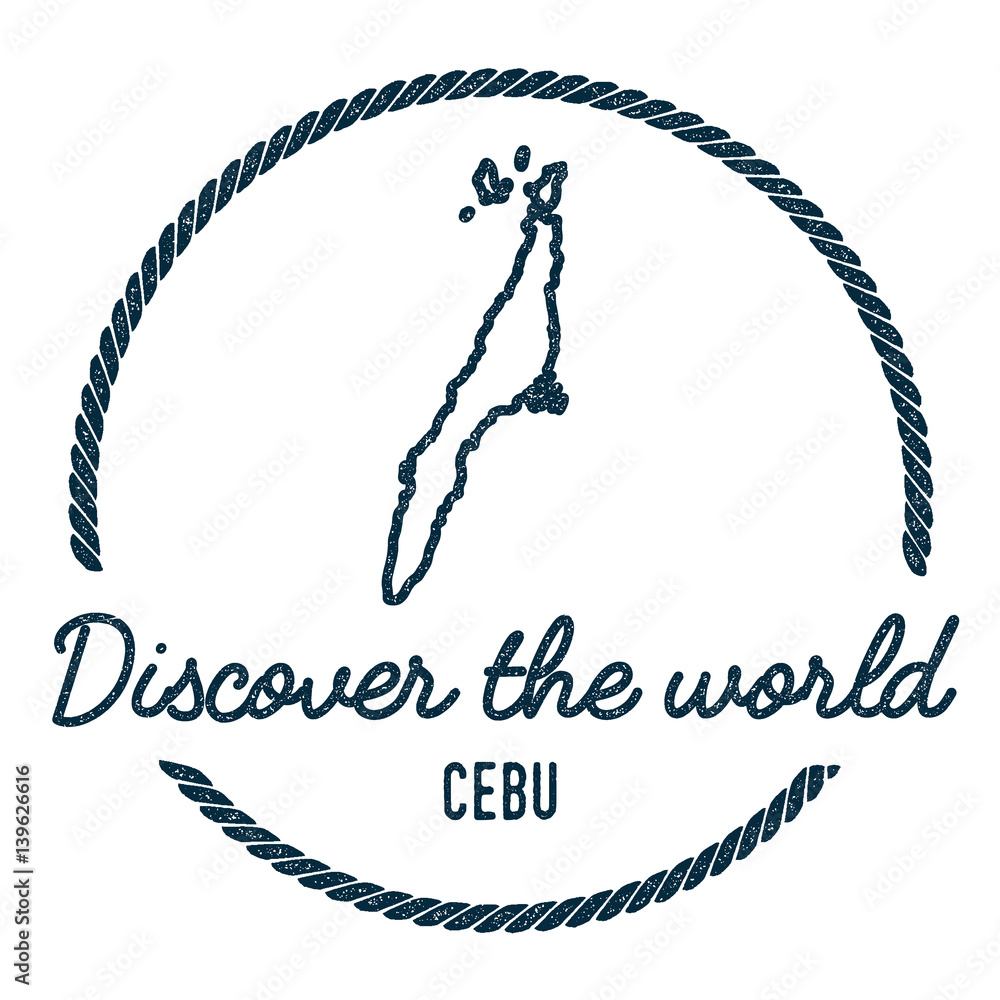 Cebu Map Outline. Vintage Discover the World Rubber Stamp with Island ...