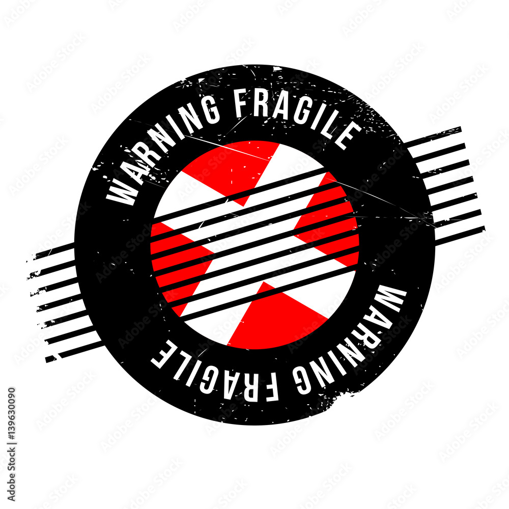 Warning Fragile rubber stamp. Grunge design with dust scratches ...