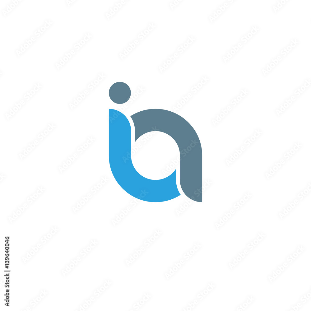 Initial letter ia modern linked circle round lowercase logo blue gray ...