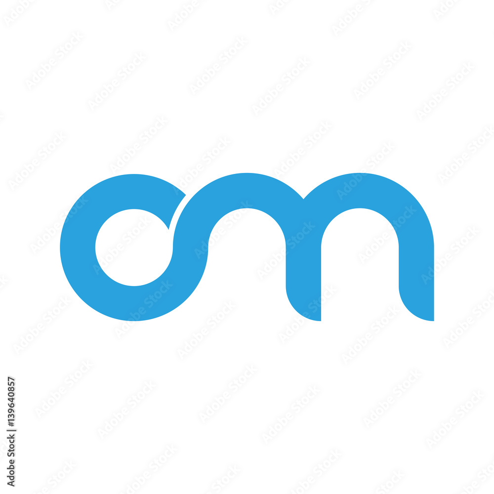 Initial letter om modern linked circle round lowercase logo blue Stock ...