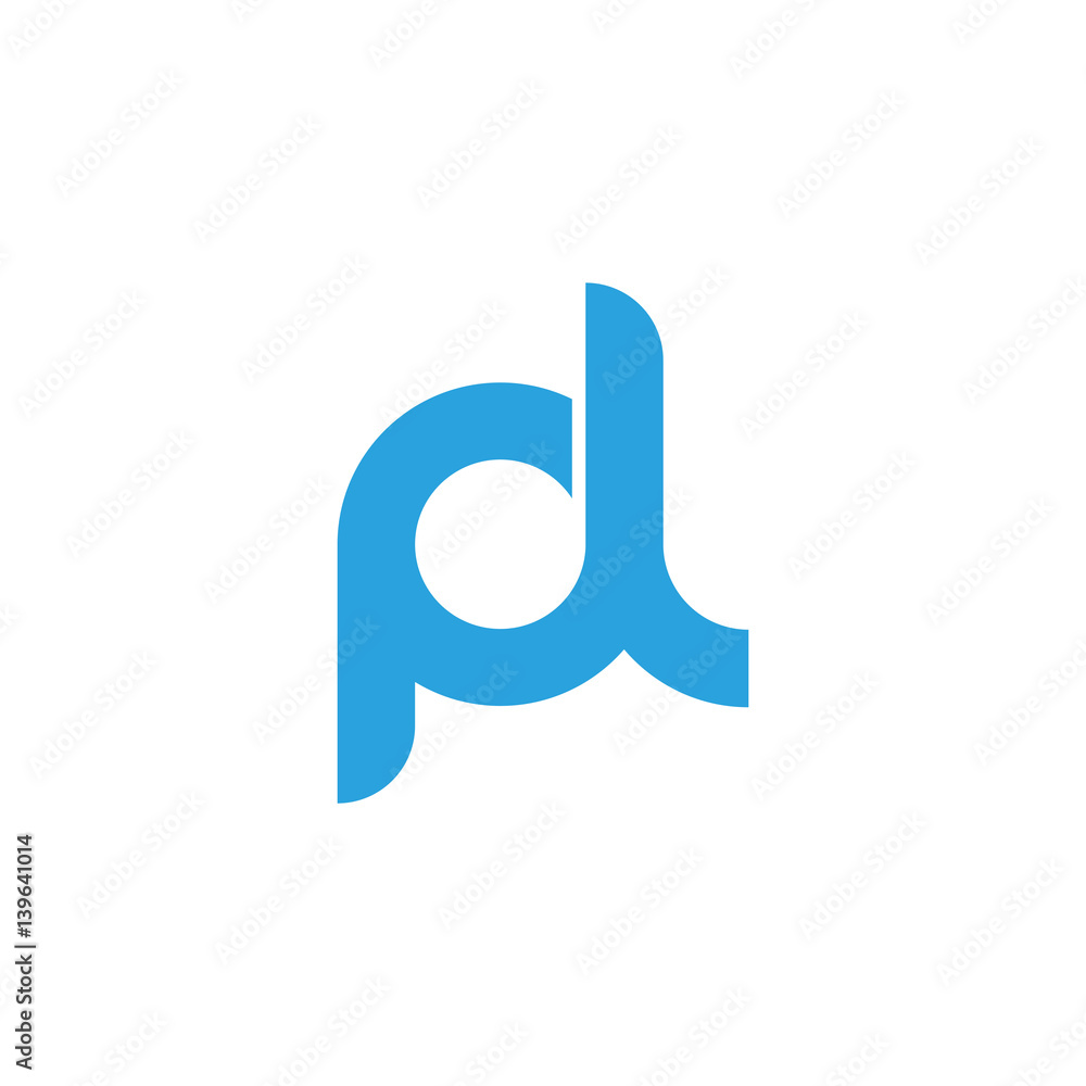 Initial letter pl modern linked circle round lowercase logo blue Stock ...