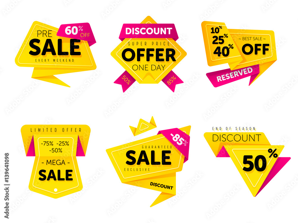 Special offer sale tag discount symbol retail sticker sign price set ...