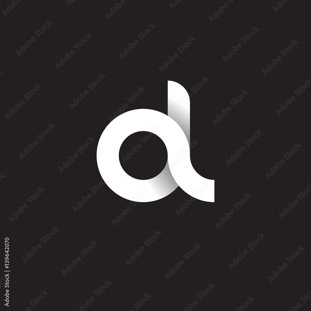 Initial lowercase letter al, linked circle rounded logo with shadow ...