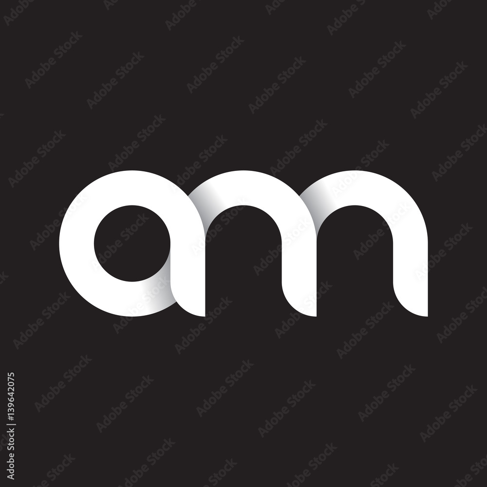 Initial lowercase letter am, linked circle rounded logo with shadow ...