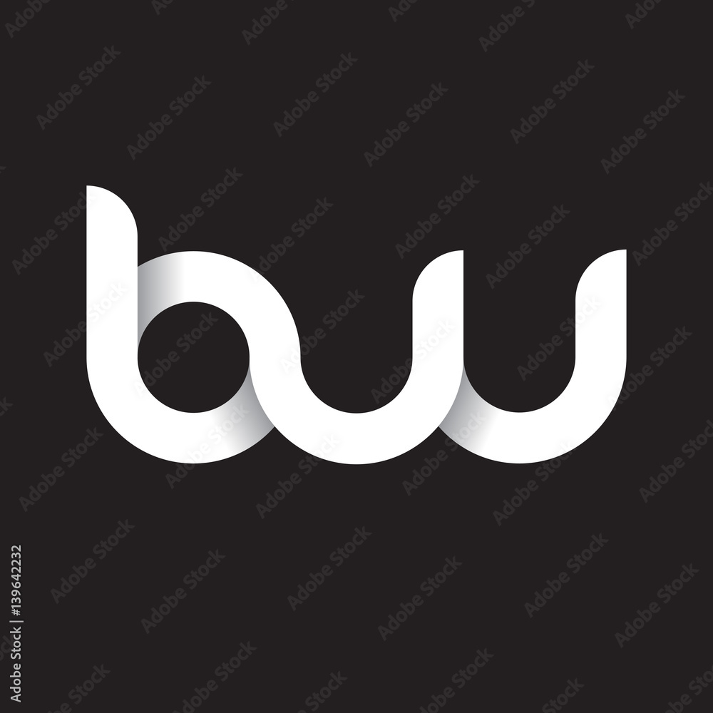 Initial lowercase letter bw, linked circle rounded logo with shadow ...