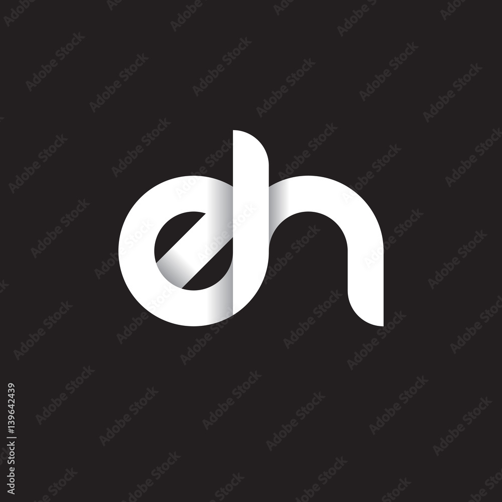 Initial lowercase letter eh, linked circle rounded logo with shadow ...