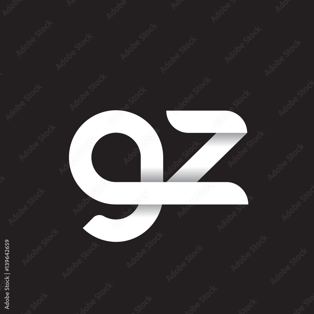 Initial lowercase letter gz, linked circle rounded logo with shadow ...