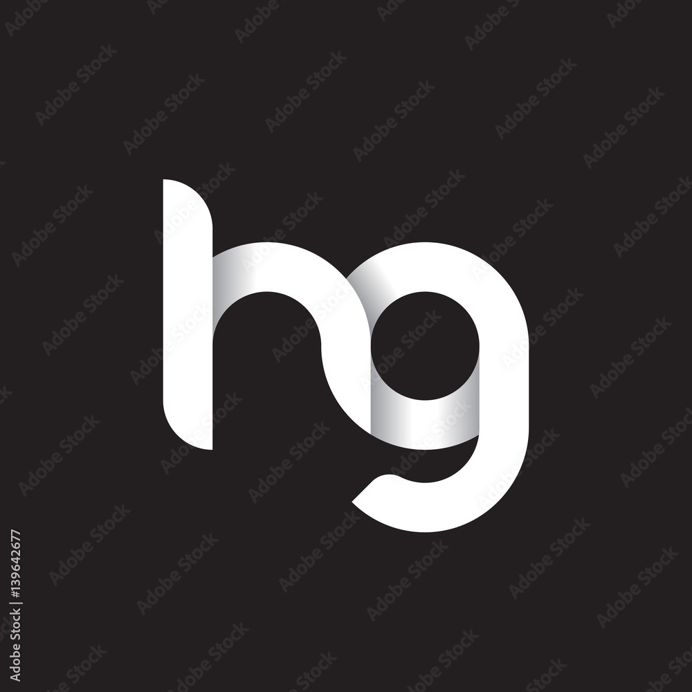 Initial lowercase letter hg, linked circle rounded logo with shadow ...