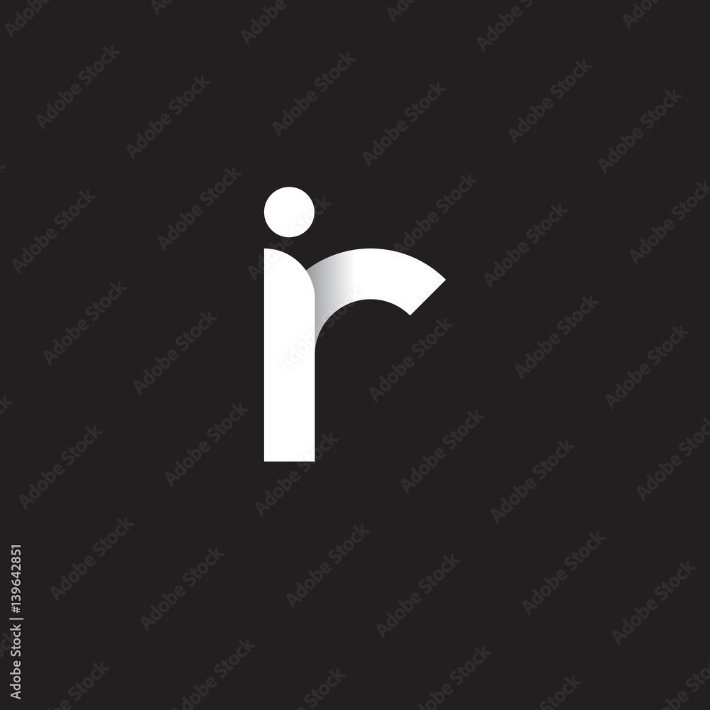 Initial lowercase letter ir, linked circle rounded logo with shadow ...