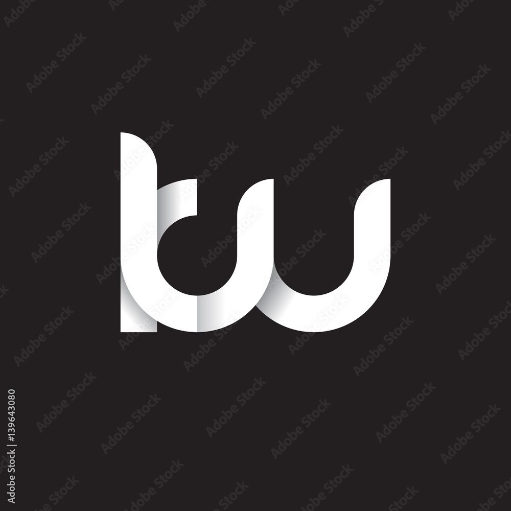 Initial lowercase letter kw, linked circle rounded logo with shadow ...