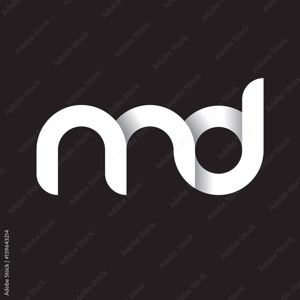 Initial lowercase letter md, linked circle rounded logo with shadow ...