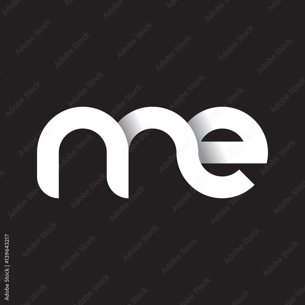 Initial lowercase letter me, linked circle rounded logo with shadow ...