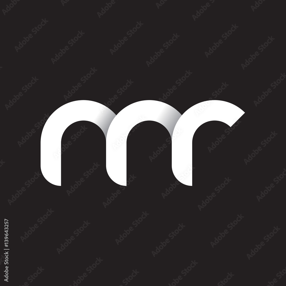 Initial lowercase letter mr, linked circle rounded logo with shadow ...