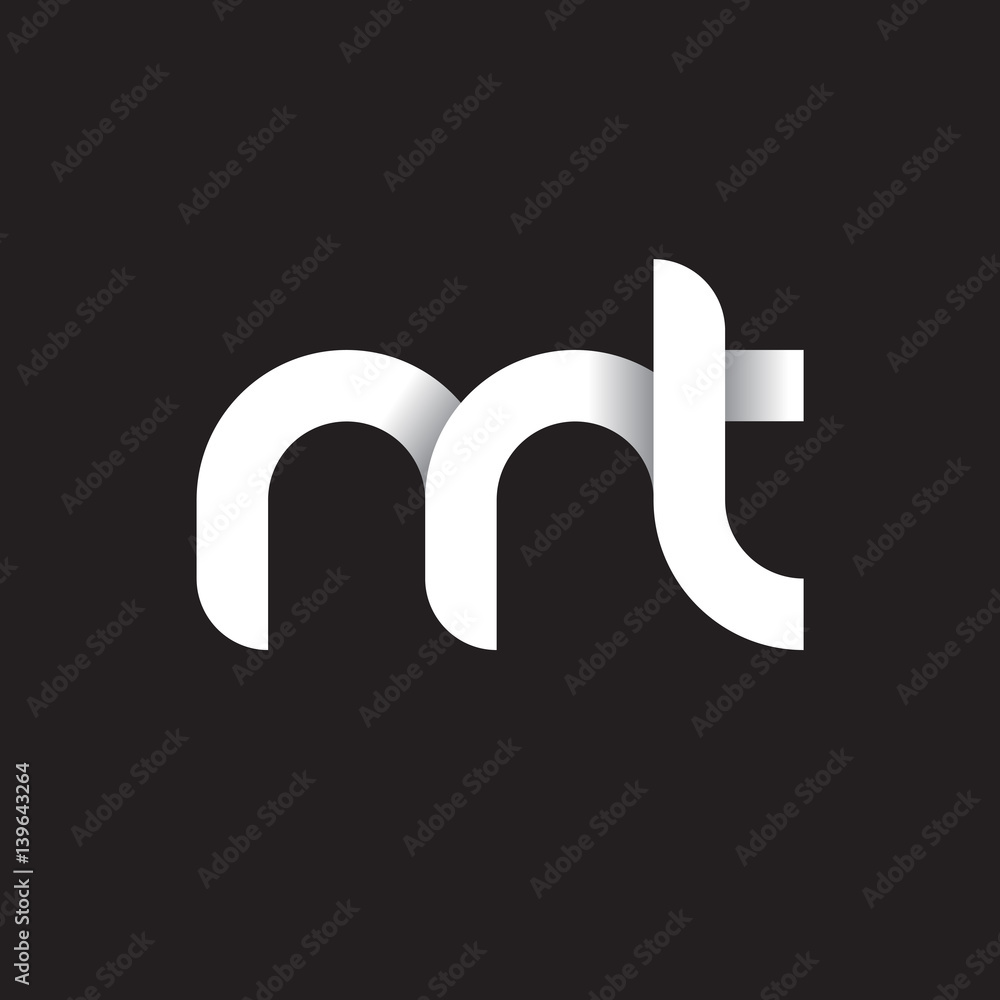 Initial lowercase letter mt, linked circle rounded logo with shadow ...