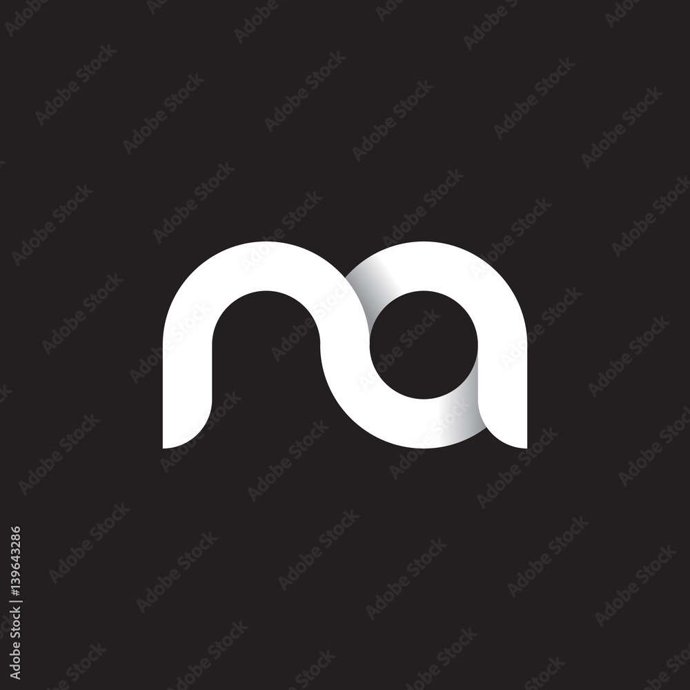 Initial lowercase letter na, linked circle rounded logo with shadow ...