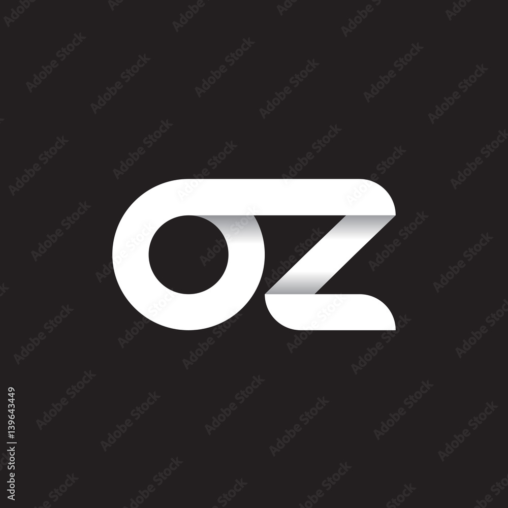 Initial lowercase letter oz, linked circle rounded logo with shadow ...