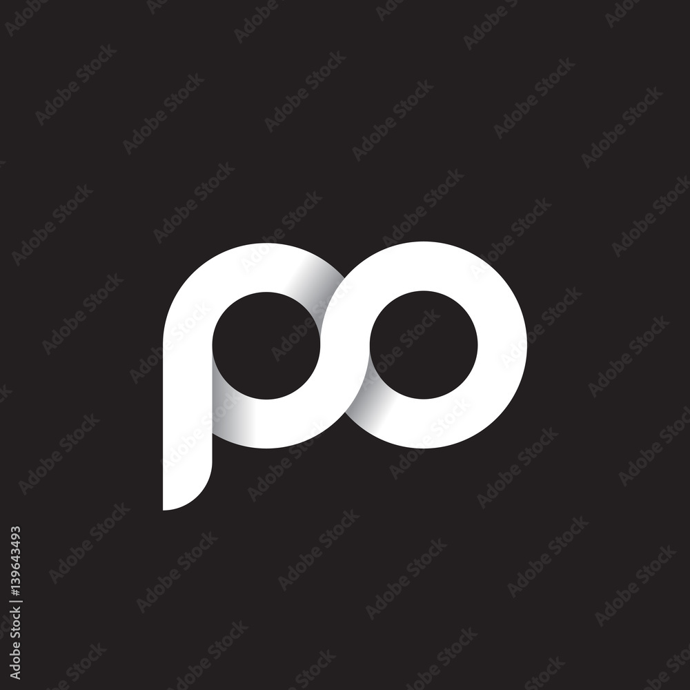 Initial lowercase letter po, linked circle rounded logo with shadow ...