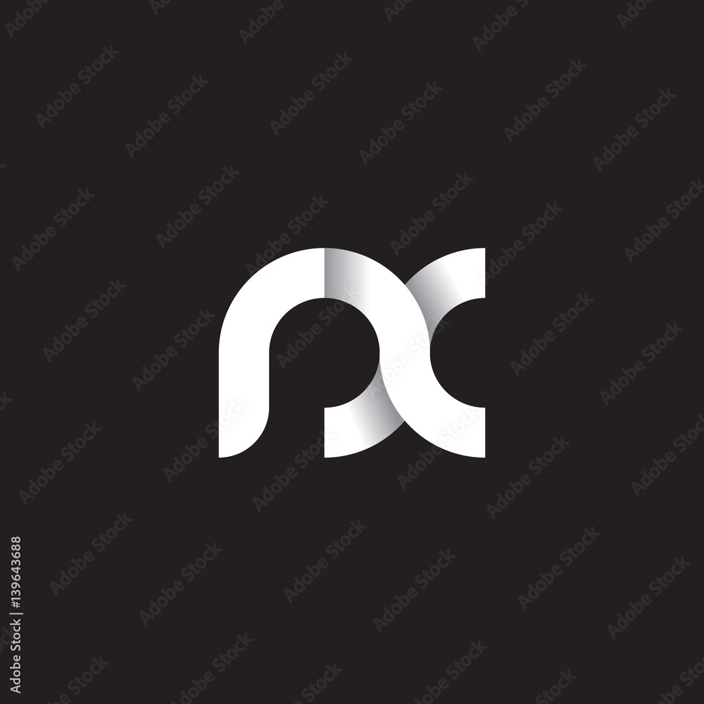 Initial lowercase letter rx, linked circle rounded logo with shadow ...