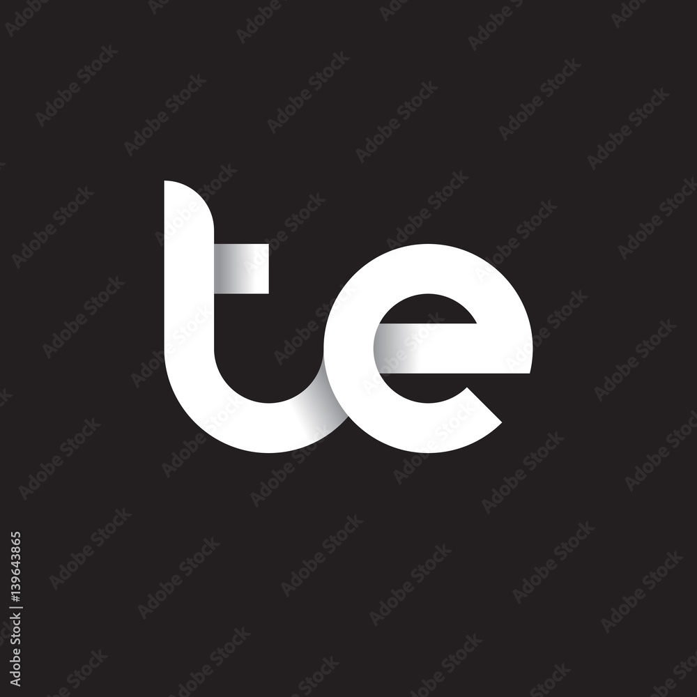 Initial lowercase letter te, linked circle rounded logo with shadow ...