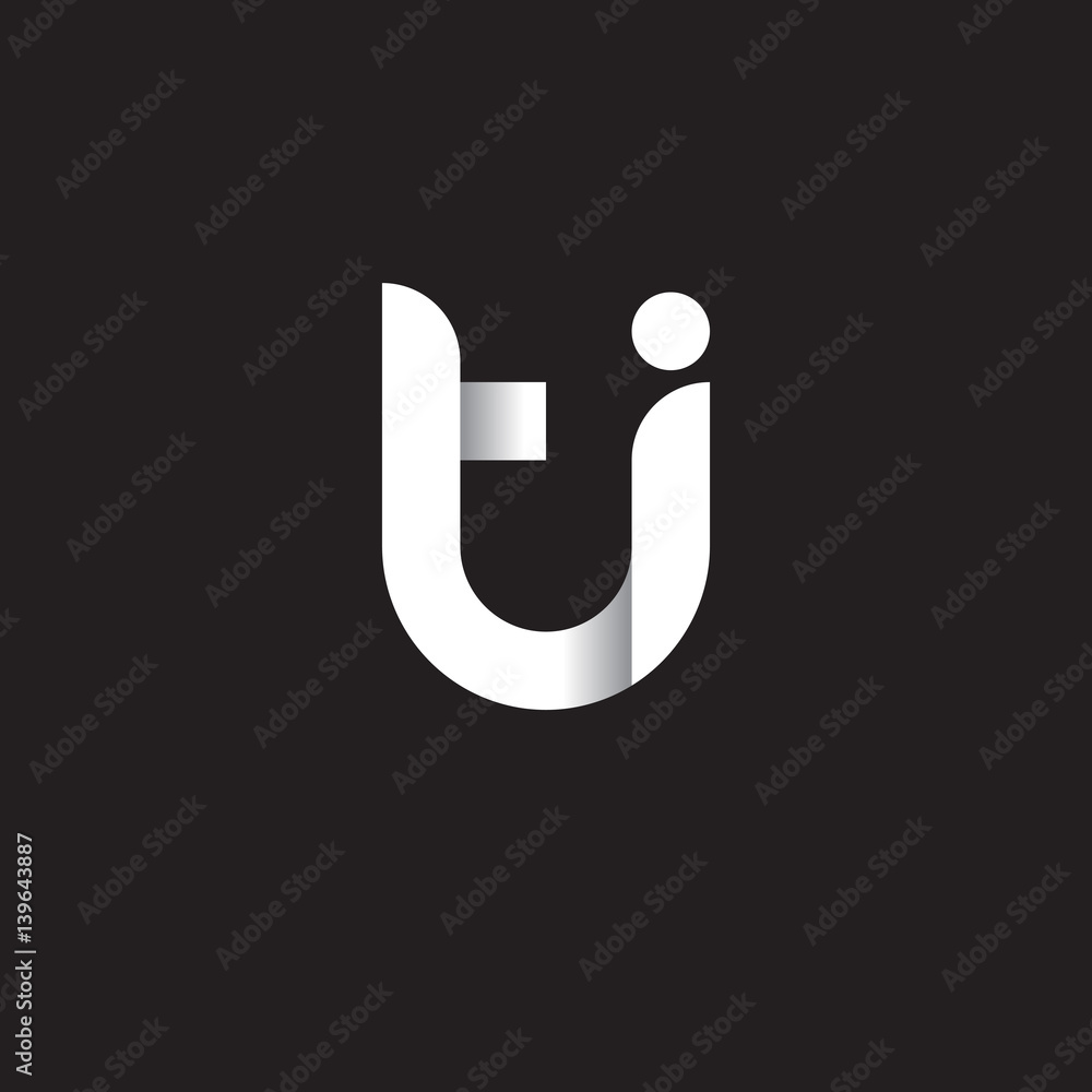 Initial lowercase letter ti, linked circle rounded logo with shadow ...