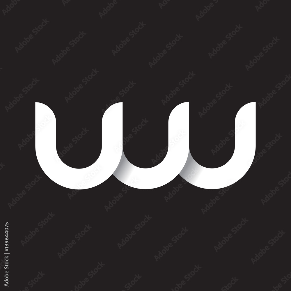 Initial lowercase letter uw, linked circle rounded logo with shadow ...