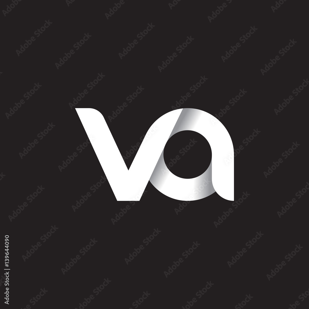 Initial lowercase letter va, linked circle rounded logo with shadow ...