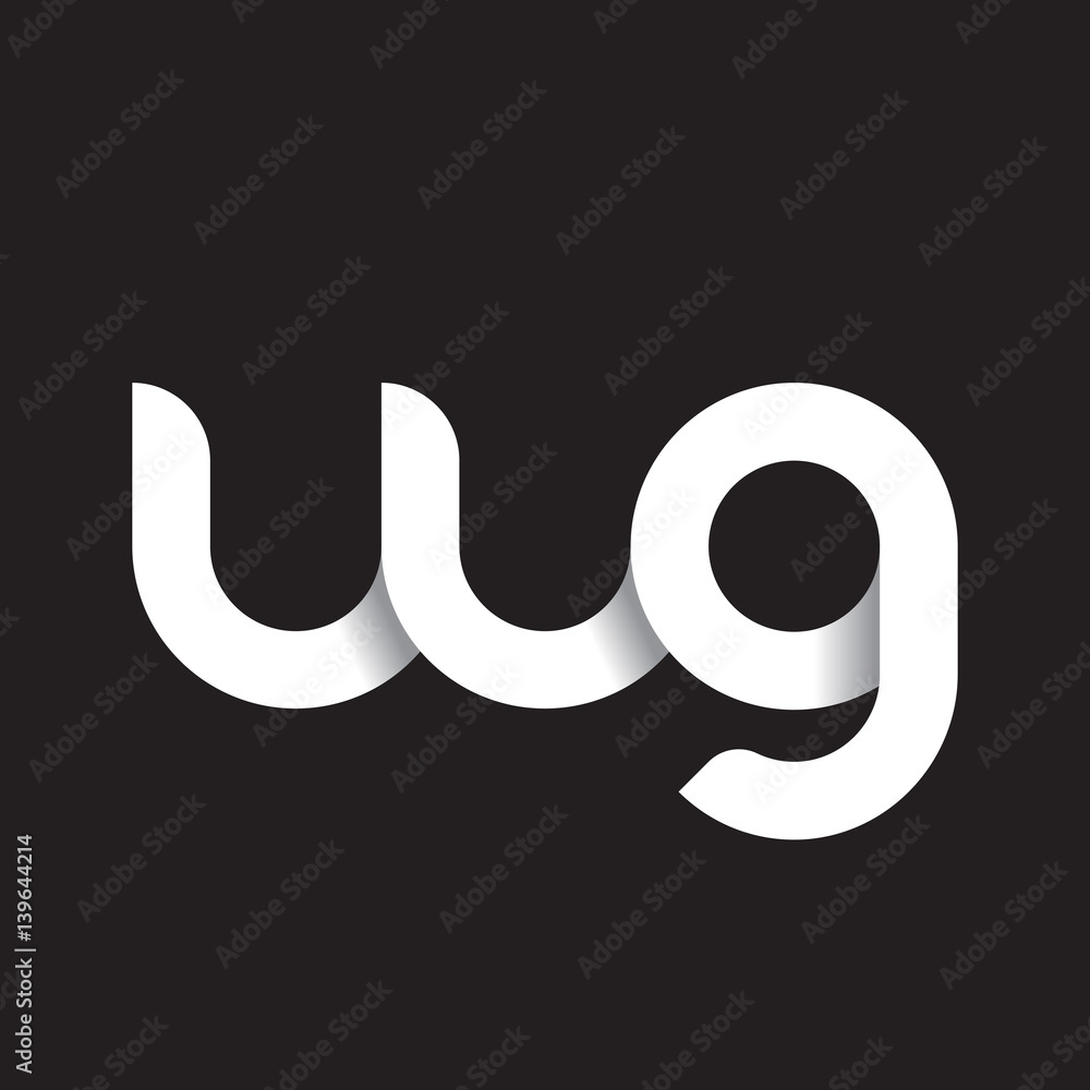 Initial lowercase letter wg, linked circle rounded logo with shadow ...