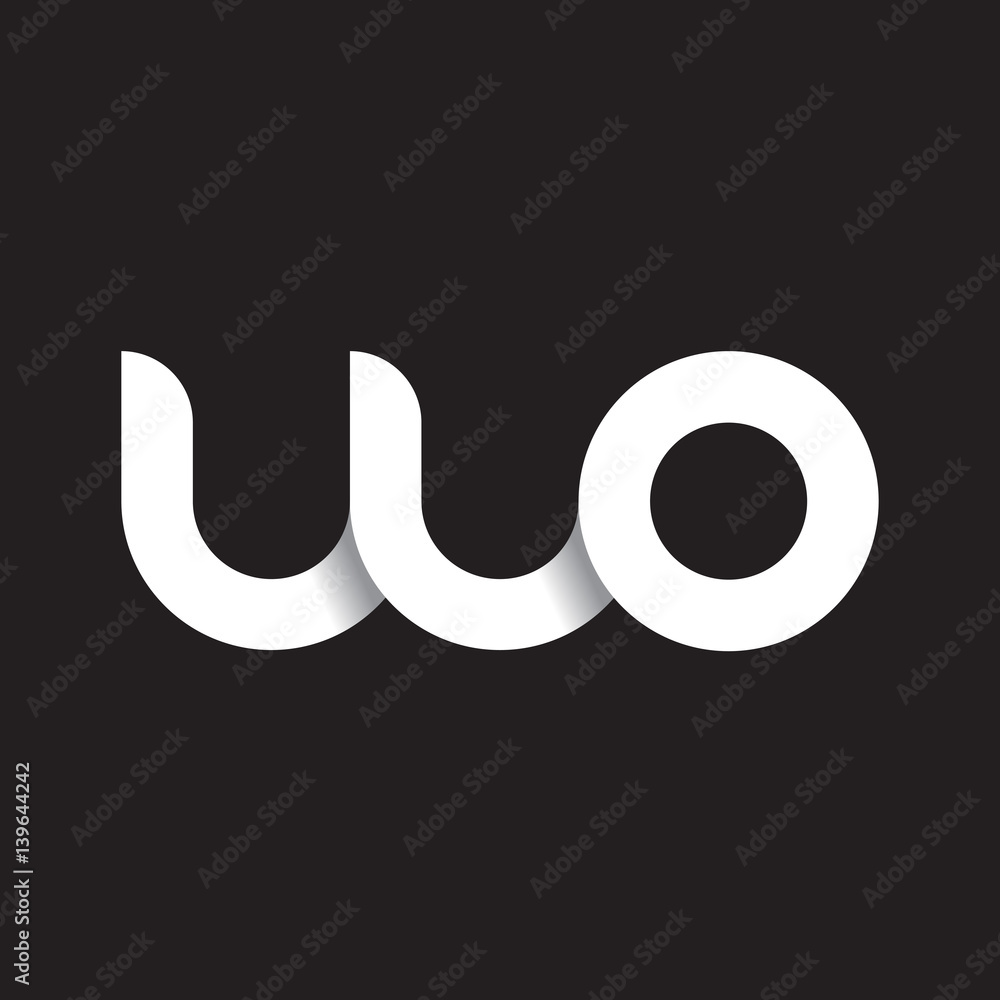 Initial lowercase letter wo, linked circle rounded logo with shadow ...
