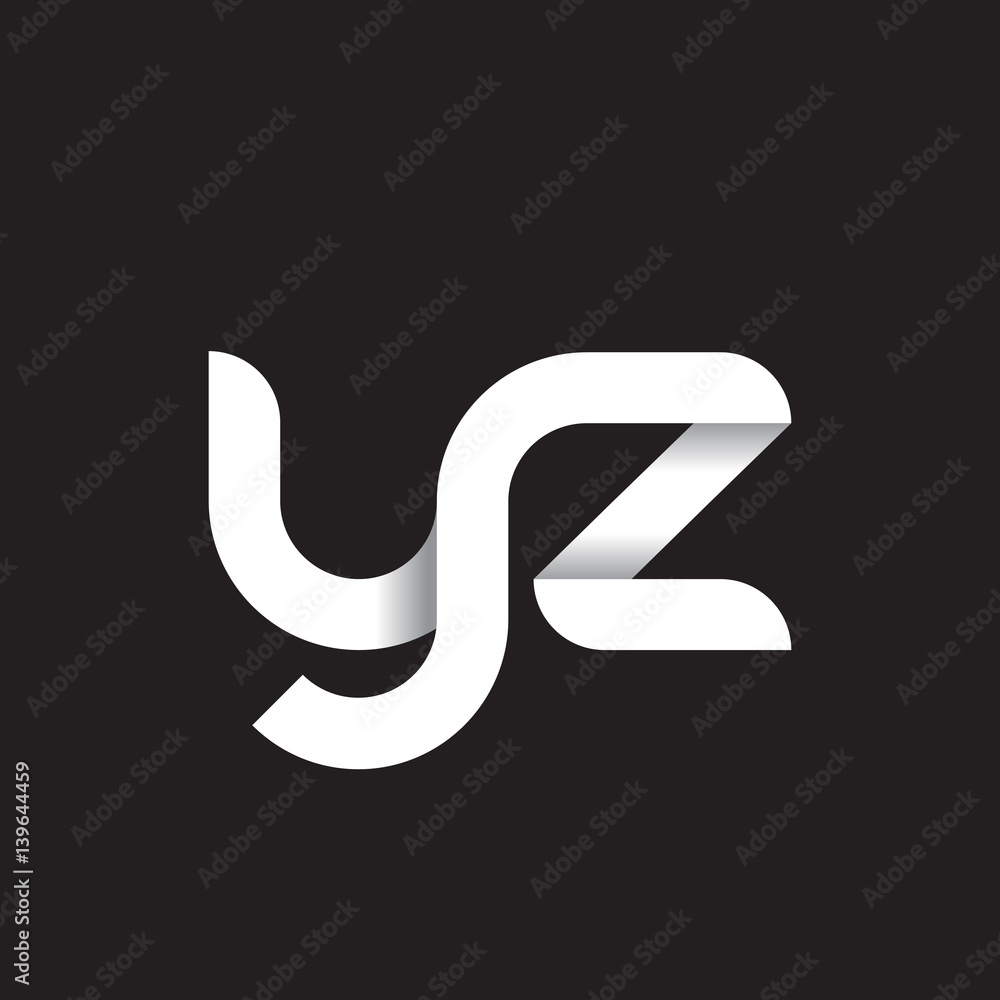 Initial lowercase letter yz, linked circle rounded logo with shadow ...