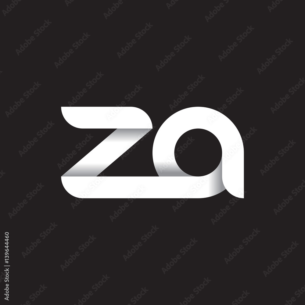 Initial lowercase letter za, linked circle rounded logo with shadow ...
