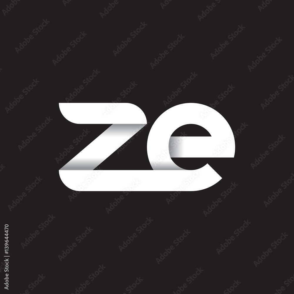 Initial lowercase letter ze, linked circle rounded logo with shadow ...