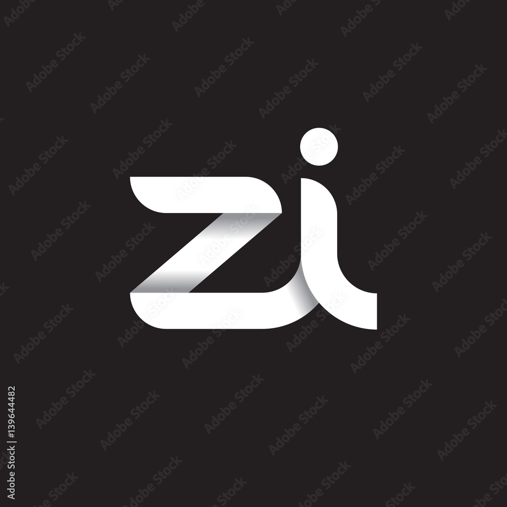 Initial lowercase letter zi, linked circle rounded logo with shadow ...