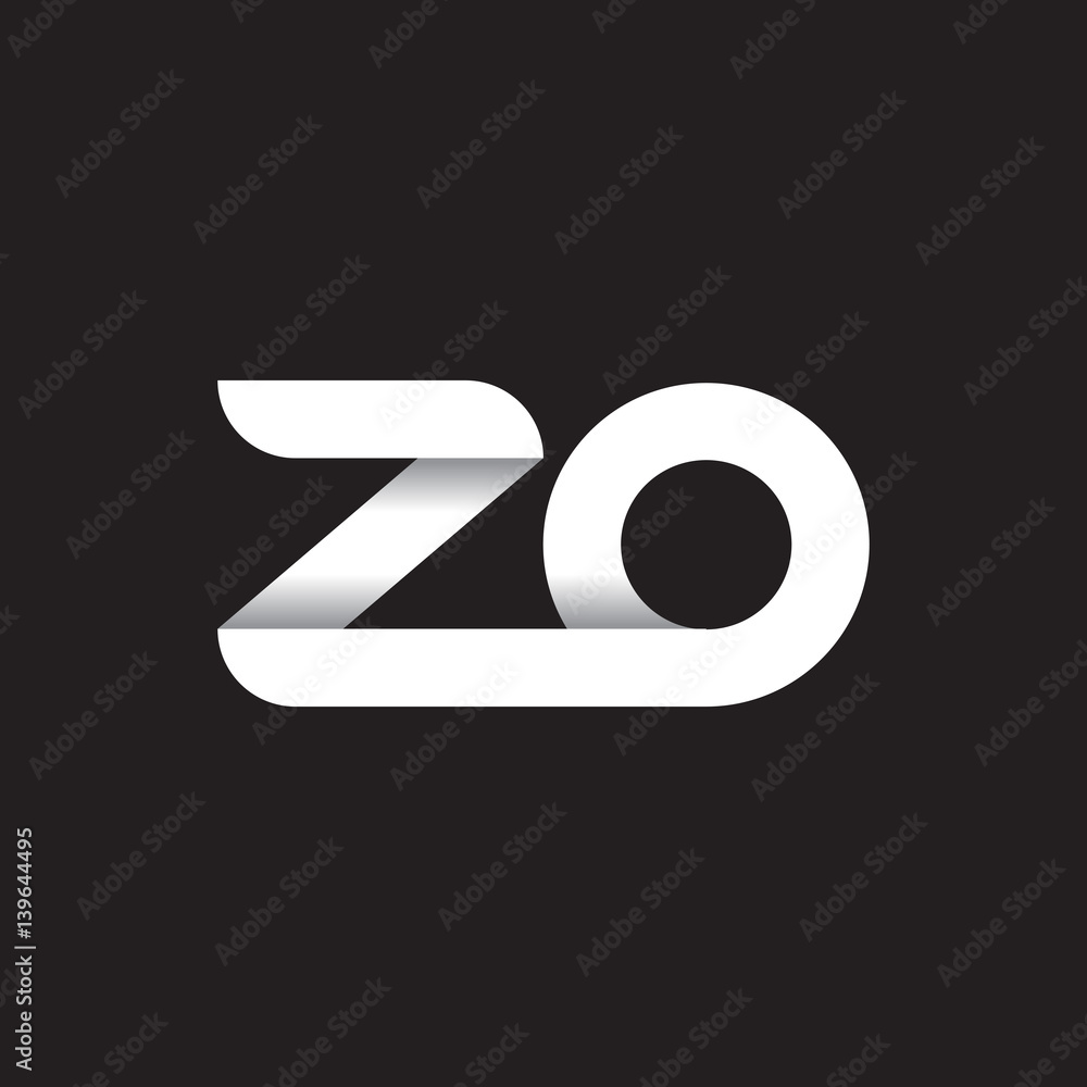 Initial lowercase letter zo, linked circle rounded logo with shadow ...