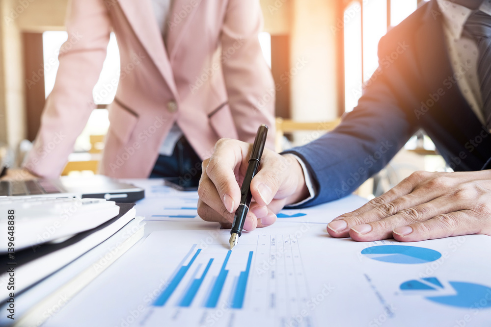 Team work process. young business managers crew working with new ...