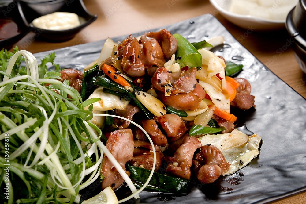 dak ddong jip is Stir-fried Chicken Gizzard Stock Photo | Adobe Stock