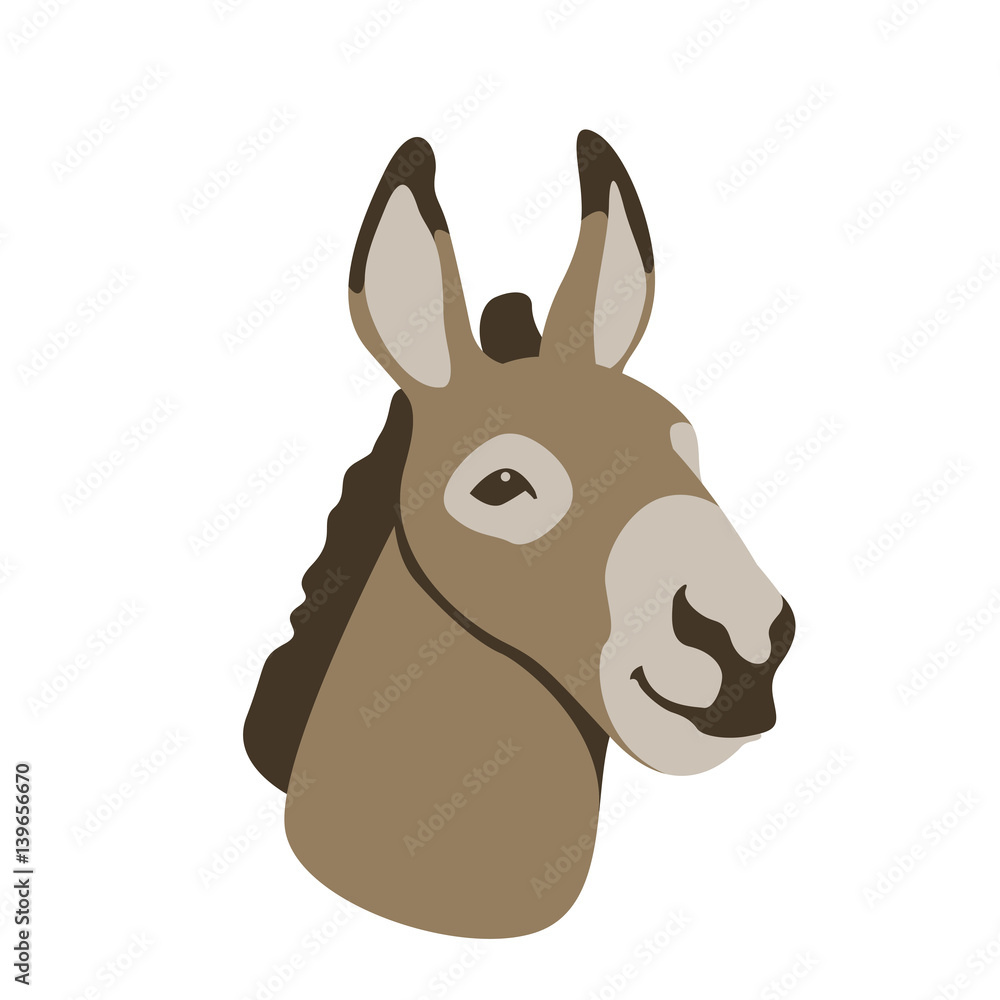 donkey head vector illustration style Flat Stock Vector | Adobe Stock