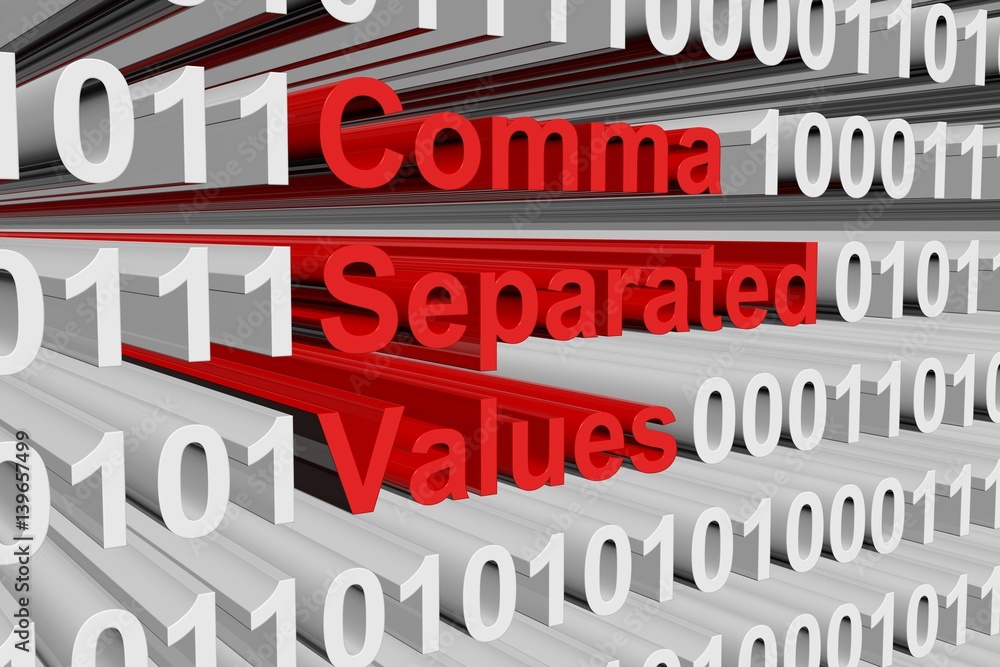 Comma Separated Values In The Form Of Binary Code 3d Illustration Stock Illustration Adobe Stock