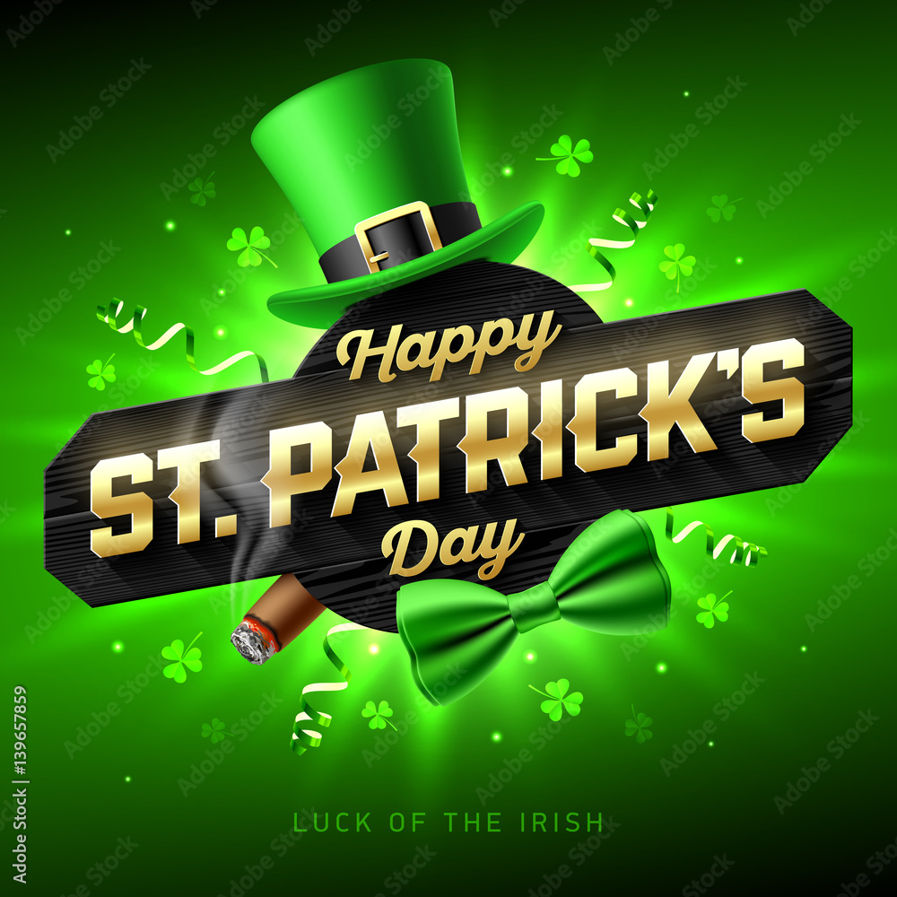 Happy St. Patrick's Day greeting card, poster or banner. 17 March Saint ...
