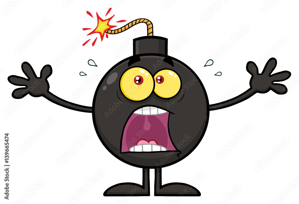 Funny Bomb Cartoon Mascot Character With A Panic Expression ...