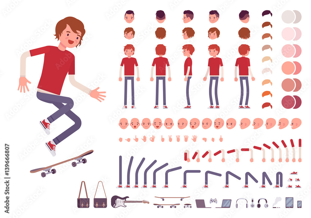 Teenager boy character creation set Stock Vector | Adobe Stock
