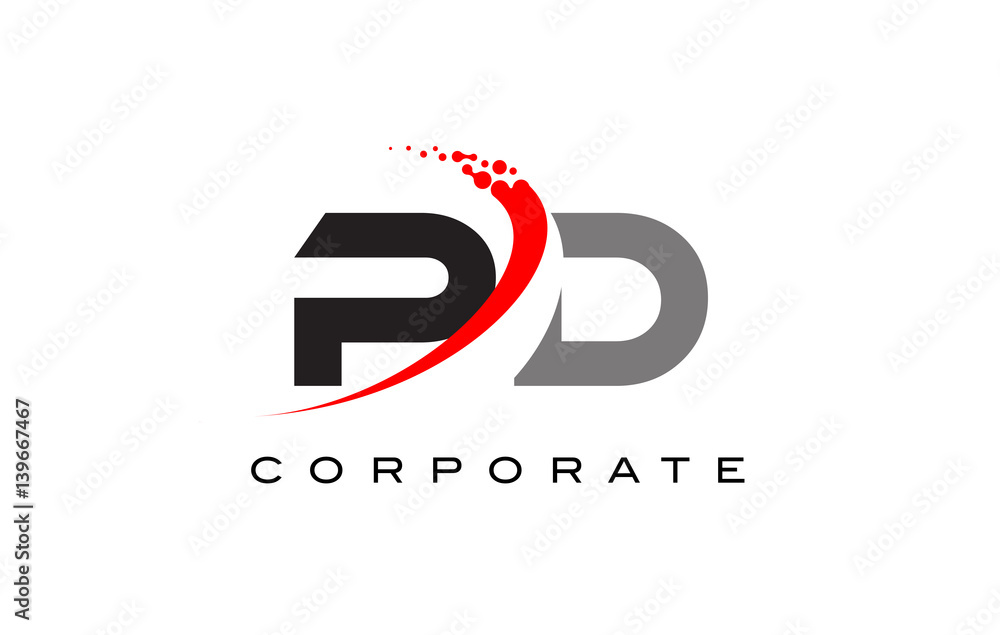 PD Modern Letter Logo Design with Swoosh Stock Vector | Adobe Stock
