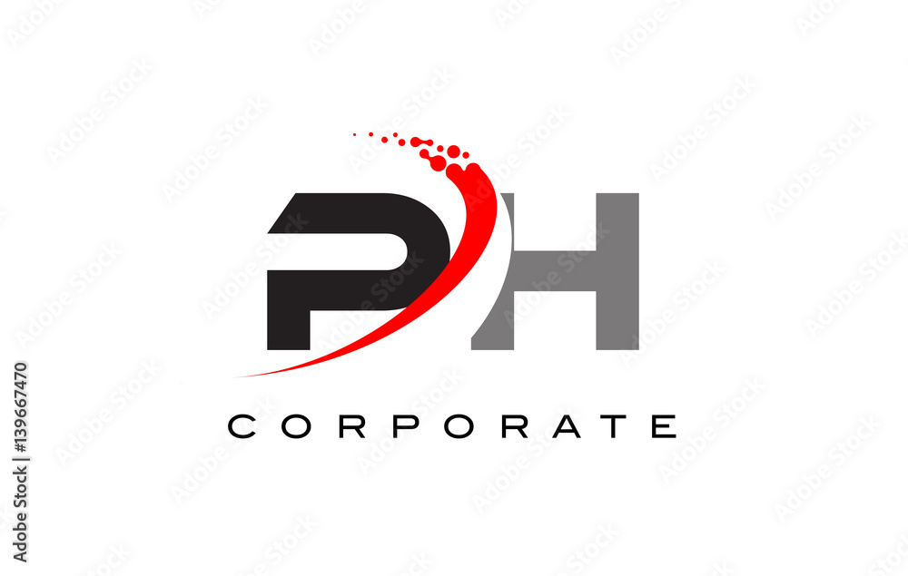 PH Modern Letter Logo Design with Swoosh Stock Vector | Adobe Stock