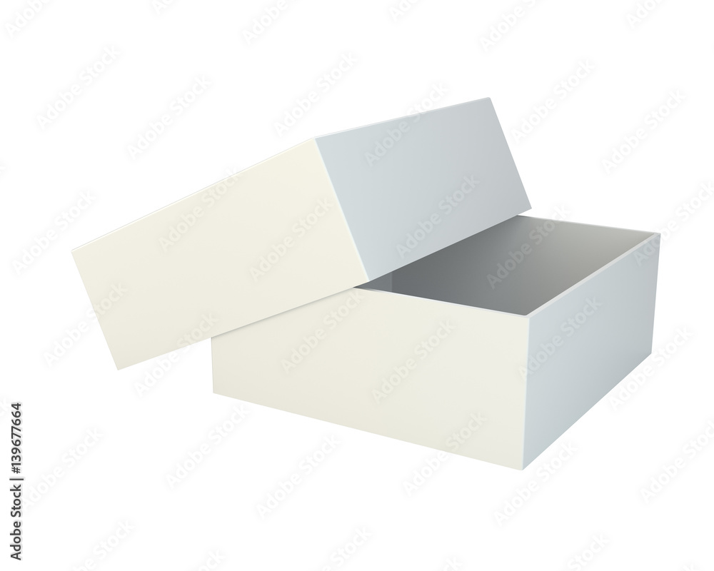 Blank open box isolated on white background. 3d rendering Stock ...