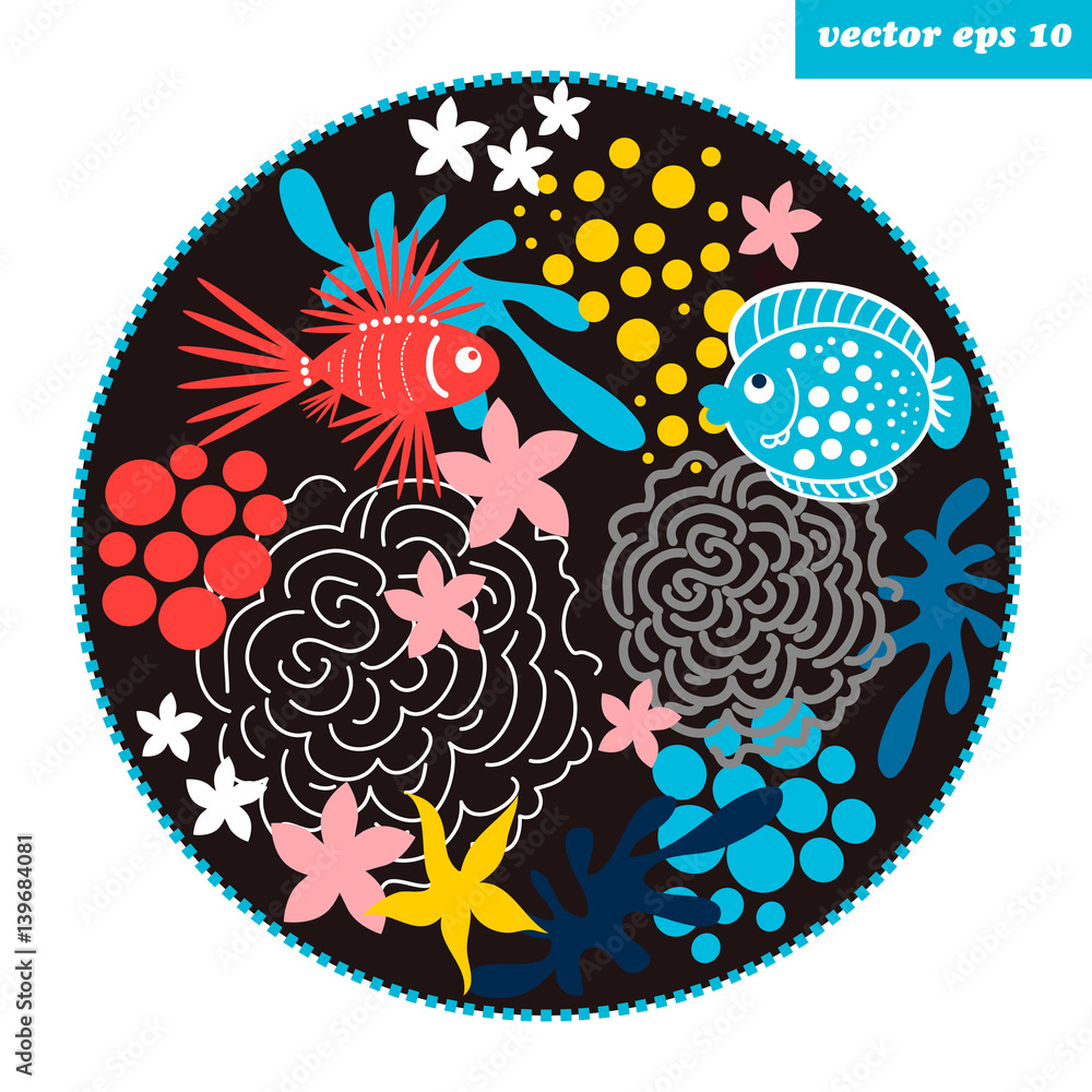 cartoon fish circle Stock Vector | Adobe Stock