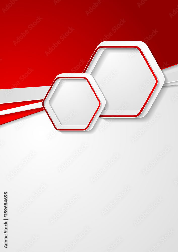 Red and grey flyer design with hexagons Stock Vector | Adobe Stock