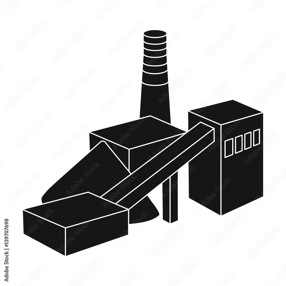 The plant with the pipe.Factory on processing of minerals from the mine ...