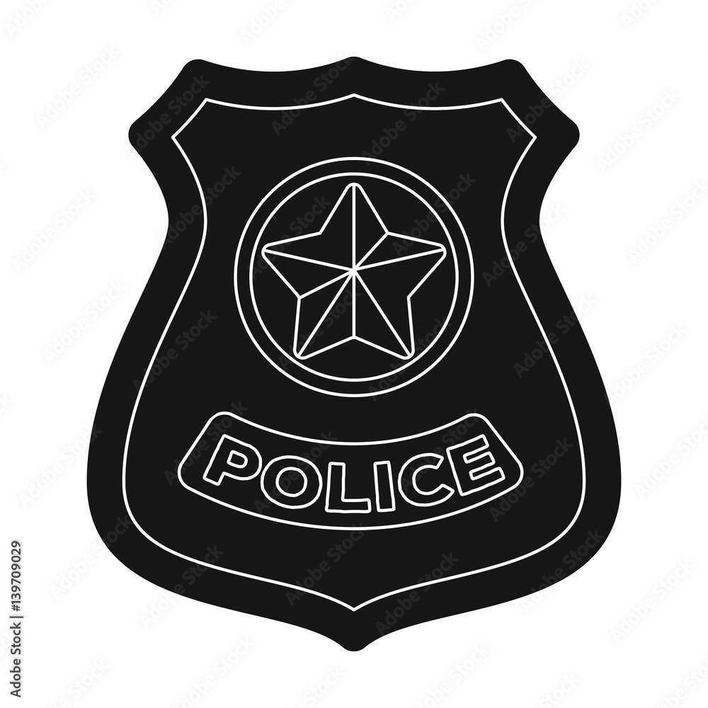 Police badge icon in black style isolated on white background. Police ...