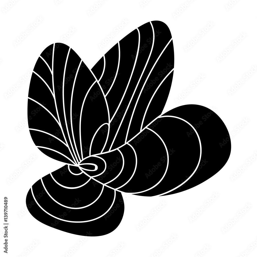 Mussels icon in black style isolated on white background. Sea animals ...